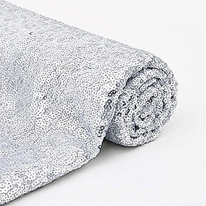 AIXHN Sequin Tablecloth Silver 48" Round Sparkly Elegant Drape Sequin Tablecloth for Wedding Party Cake Dessert Events Christmas Decorations