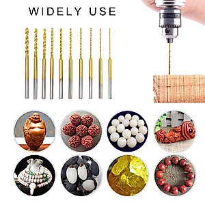 Mini Twist Drill Bits Set - 10Pcs 0.6mm-2.2mm Micro Wood Drill Bit 2.35 Shank Titanium Coated HSS Engraving Drill Bits Hole Drilling Tool for DIY Resin, Beads, Jewelry (10)