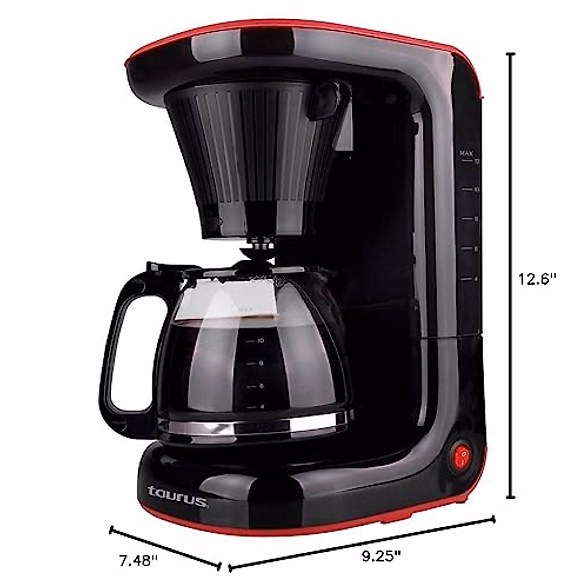 Taurus | Velvet | COFFEMAKER | Glass Jar 38.4 oz |Modern Design Coffee Machine|700 watts of power |washable and reusable filter |Compact size | Make it in minutes|