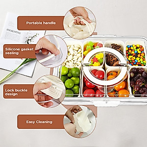 2 Pack Snack Box Containers with Lid and Handle, 8-Compartment Divided Serving Tray for Kids and Adults, Portable Snackle Box for Veggies, Fruit, and Snacks, Perfect for Travel, Camping, and Picnic