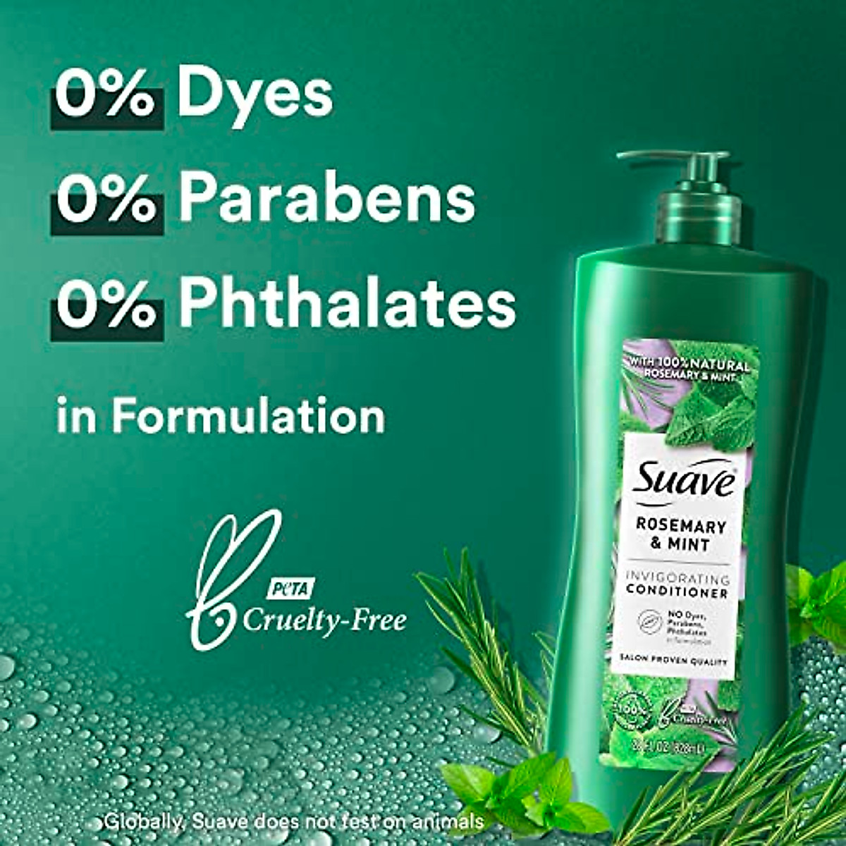 Suave Shampoo and Conditioner Set w/Rosemary and Mint - Invigorating Mint and Rosemary Shampoo and Conditioner for Soft & Shiny Hair, 28 Oz Ea (2 Piece Set)