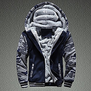 Sportswear Men's Winter Plus Velvet Camouflage Coat Large Size Slim Fit Jacket Blue