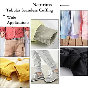 Knit Rib Cuff Stretch Ribbed Fabric Seamless Cuffing,Tubular Ribbing by The Meter or Pair. Revamp Clothing Jacket Cuff, by Neotrims | Silver Grey, 1 Pair (2 Pieces)