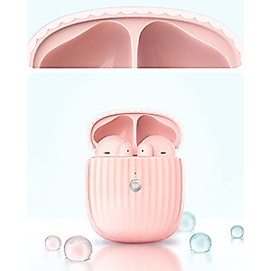 GIEC Wireless Earbuds Bluetooth Earbuds with Microphone Noise Canceling Earbuds Wireless Earphones for Android iOS Phone in Ear Headphone Woman True Wireless Stereo Small Earphones Pink