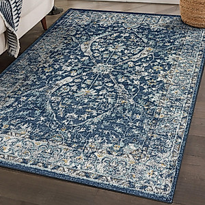 LUXE WEAVERS Euston Collection 8060 Blue 8x10 Modern Oriental Area Rug