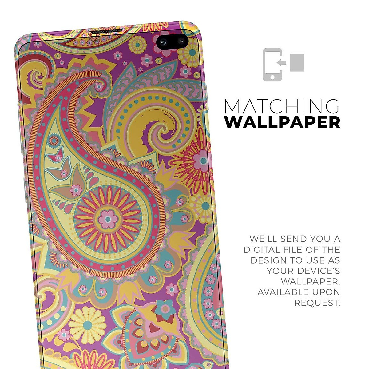 DesignSkinz Neon Orange Paisley Pattern Protective Vinyl Decal Wrap Skin Cover Compatible with The Samsung Galaxy S20 (Screen Trim & Back Glass Skin)