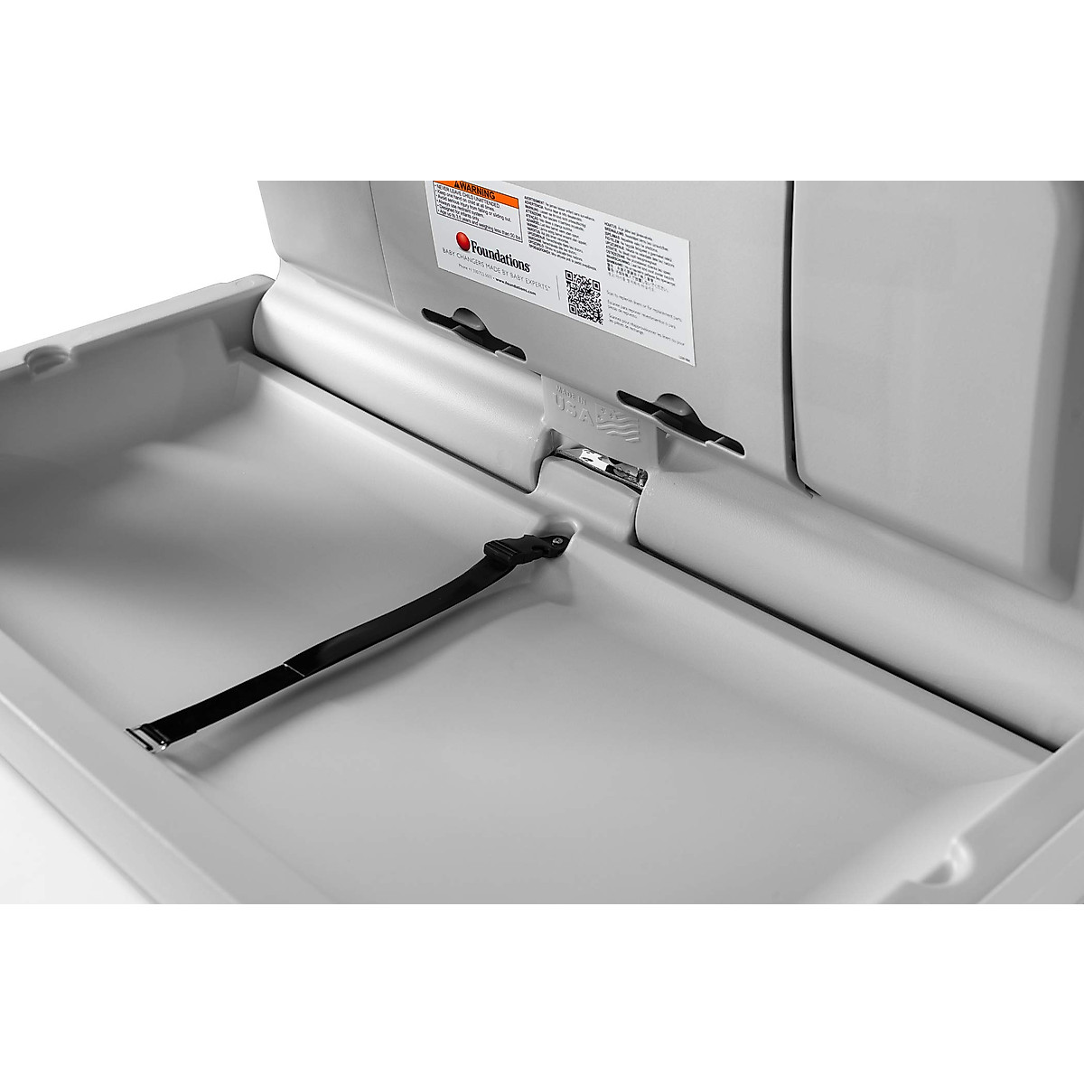Foundations Ultra 200-EH Horizontal Wall-Mounted Baby Changing Station for Commercial Restrooms, High Density Polyethylene, Includes Safety Straps, Meets All Safety Standards, Made in The USA (Gray)