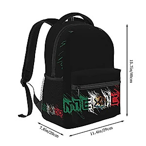 Qurdtt Mexico Flag Backpack Patriotic Mexican School Bookbag Casual Travel Laptop Daypack for Men Women Teenagers