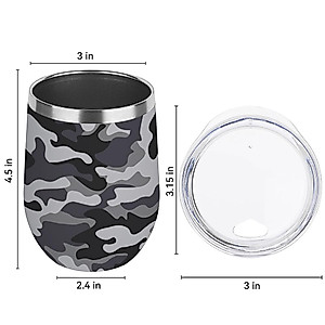 silichee 12 Oz Stainless Steel Stanley Cup with Lid Camouflage Pattern Background Classic Clothing Style Camo Repeat Print Insulated Tumblers Vacuum Coffee Mugs for Hot and Cold Drinks,Wine,Coffee
