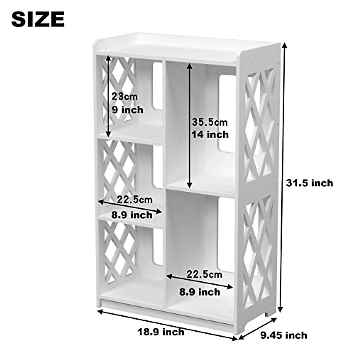 Rerii Bookcase, Small Bookshelf, Kids Book Case Open Shelf with 5 Cube Storage Organizer for Bedroom Living Room Office, White