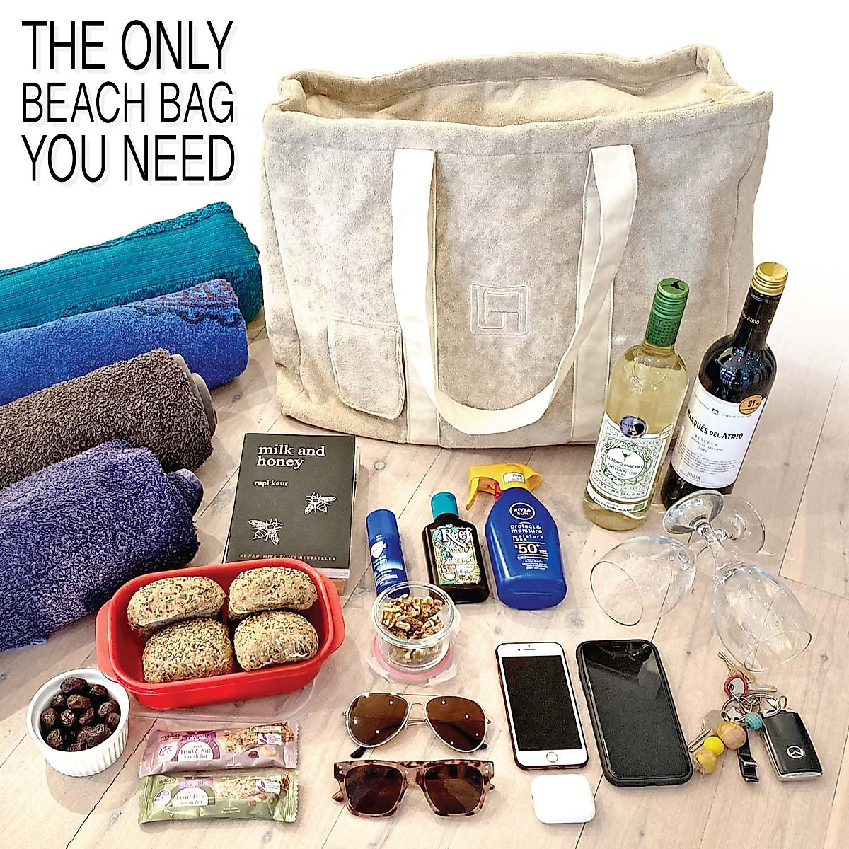 Baseline IGR Tote Bag | Large Elegant and Versatile Tote Purse | Internal Cooler Bag | Long Canvas Strap | Beach Fashion Shoulder Bag