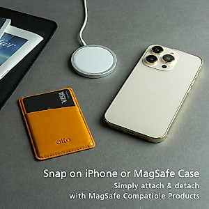 alto Magnetic Leather Wallet Designed for MagSafe, Italian Leather Wallet Case with Card Holder Design Compatible with iPhone 15/14/13/12 Series & Phone Cases with Magsafe (Caramel Brown)