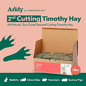 Andy 2nd Cut Timothy Hay, Premium Rabbit Food, 7 lb Box, Guinea Pig and Chinchilla Hay, Balanced Nutrition for Rabbits, Chinchillas, and Guinea Pigs