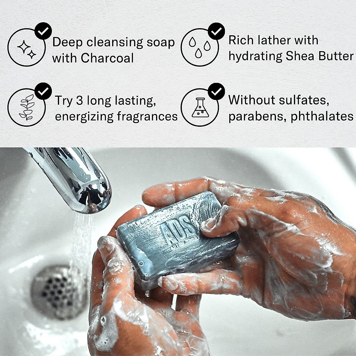 Art of Sport Men’s Bar Soap, Charcoal Activated Hand, Face and Body Soap, Variety Pack, Made with Natural Botanicals, Moisturizing Tea Tree Soap, Made for Athletes, Defy Scent, 3.75 Ounce (Pack of 6)