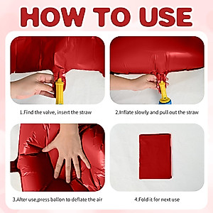 12 Pcs Heart Balloons, 18 inch Red Heart Shaped Balloons, Big Heart Mylar Helium Balloons, Heart Love Foil Balloons for Wedding Baby Shower Anniversary Backdrop Valentine Balloons Party Decorations