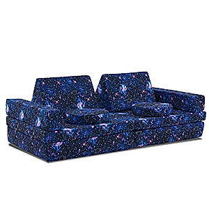 jela Kids Couch Extended Size 10PCS with futons, Floor Couch Floor Sofa Modular Furniture for Kids and Adults, Modular Foam Play Couch, Modular Sectional Sofa (Galaxy)