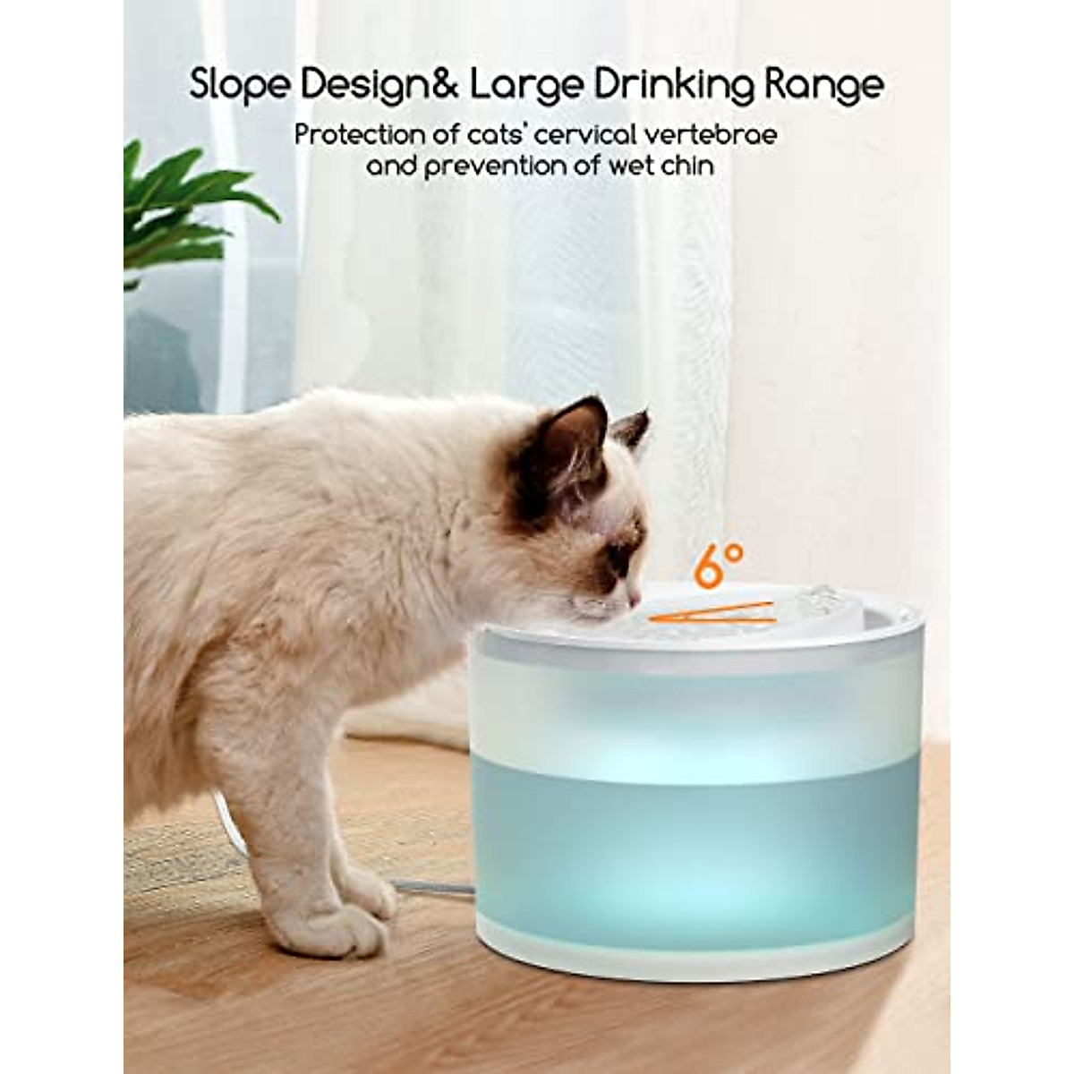Meowant Cat Water Fountain with Wireless Pump, 74OZ/2.2L BPA-Free Cetified Cat Fountain, Ultra Quiet Pet Water Fountain for Cats and Dogs with Filter