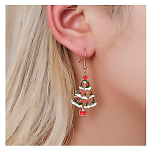 Christmas Tree Earrings Christmas Earrings Dangle for Women Zircon Christmas Tree Earrings Xmas Earrings Gift for women (Christmas Tree Earrings 2pcs)