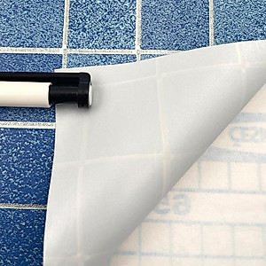 Yifely Blue Mosaic Furniture Paper Removable Shelf Liner Night Stand Sticker 17.7 Inch by 9.8 Feet