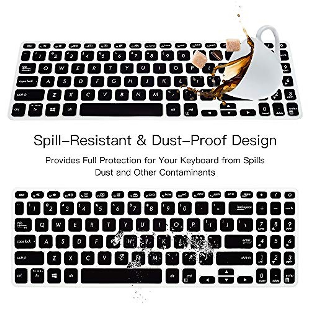 Keyboard Cover for ASUS VivoBook F512DA F512FA F512JA X512FA X512DA X515JA / ASUS VivoBook S512 S530UA S530FA Keyboard Cover Skin, ASUS VivoBook 15.6 inch Laptop Accessories, Black