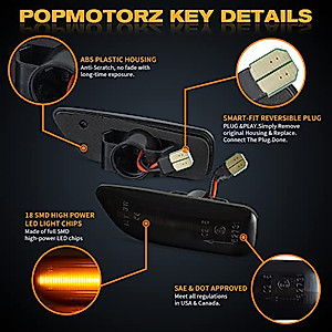 POPMOTORZ Sequential Dynamic Side Marker Turn Signal Lights, Led Amber Blinker Indicator Lamps Assembly Compatible with 1998-2007 Vol-vo S60 S80 V70 XC90 XC70 Repeater