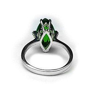 R6497 Fancy Cut Green Helenite Marquise Shape Sterling Silver Mordorn Ring (6)