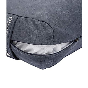 Manduka Yoga Rectangle Bolster Pillow - Firm, Removable eQua Cover, Easy Carry Handle - Thunder Grey, 28" x 11.75" x 5"