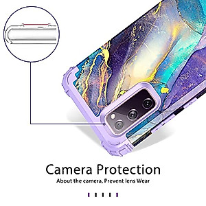 Rancase for Galaxy S20 FE 5G Case,Three Layer Heavy Duty Shockproof Protection Hard Plastic Bumper +Soft Silicone Rubber Protective Case for Samsung Galaxy S20 FE 5G,Purple