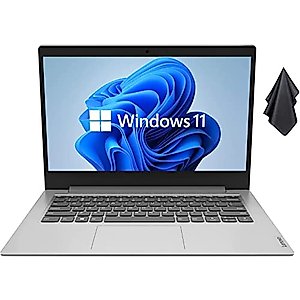 NewestLenovo Ideapad 1, 14.0" Student Business Laptop, IntelPentium N5030, Quad-Core Processor 4GB RAM, 128GB eMMC SSD, Grey, Windows 11 in S Mode + Office 365, Authorized Nowco Accessories