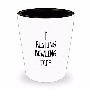 For Bowling Players Resting Bowling Face Funny Witty Gag Ideas Drinking Shot Glass Shooter Birthday Stocking Stuffer