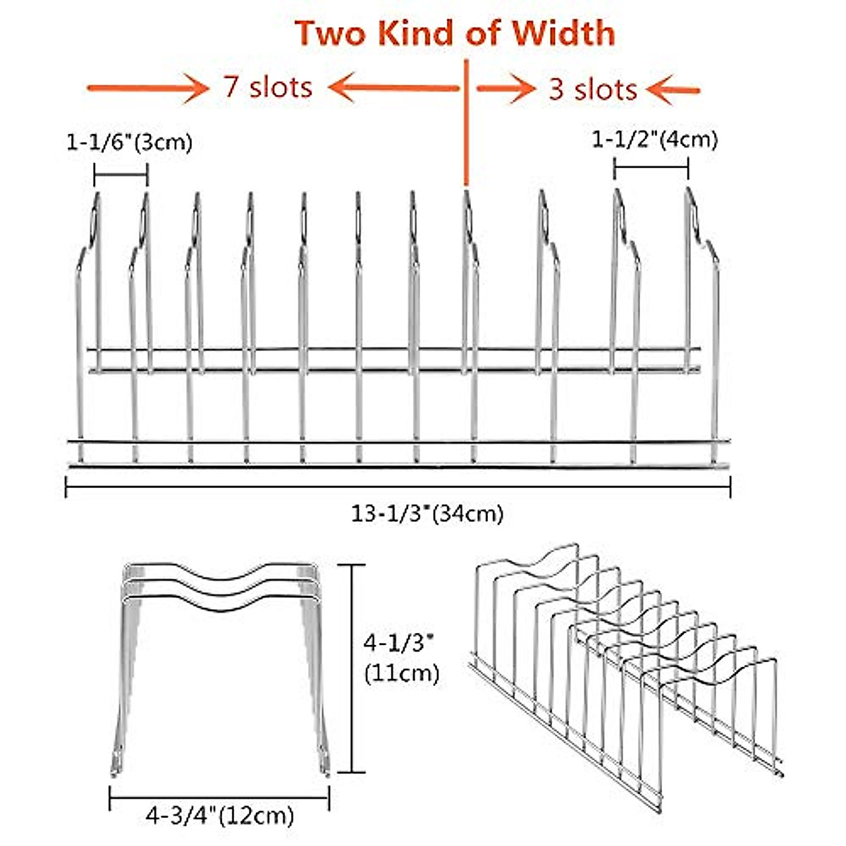 SANNO Pot Lid Organizer Pot Lid Rack Holder Drawer Plate Organizer for Bakeware Dish Plate, Cutting Boards, Pots & Pans, Serving Trays, Reusable Containers in Cabinet Pantry