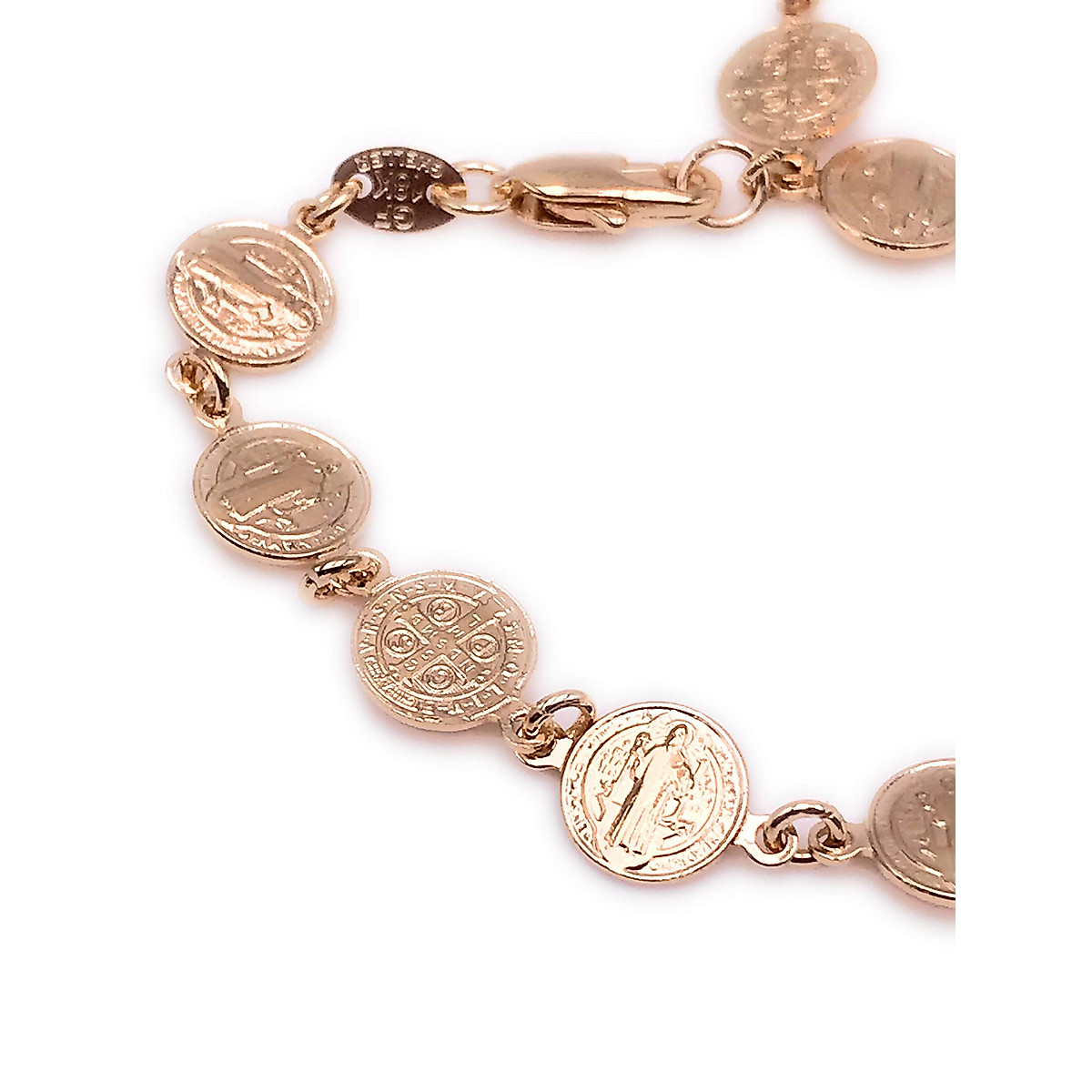 Art & Designs by AA Blessing Religious Bracelet Saint Benedict Gold Metal Charms Protection Jewelry