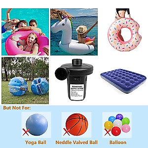 Portable Electric Battery Air Pump for Inflatables, Camping Air Mattress Pump with 3 Nozzles for Airbed Inflatable Pool Inflator Deflator Pump Car Adapter AC/DC Air Pump