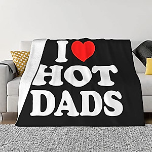 I Love Hot Dads I Heart Hot Dads Blanket Gifts Funny Throw Blanket Flannel Blanket Ultra-Soft Blanket Fuzzy Blanket Plush Blanket Soft Cozy Lightweight Blanket for Sofa Bed 40"x30"