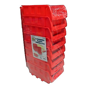 BIN BUDDY 8 Piece Stackable Storage Bins | Wall Mountable with Racks | Size Per 6.5" (16.5 cm) x 4.25" (10.8 cm) x 3" (7.6 cm) | Versatile Organization Tool