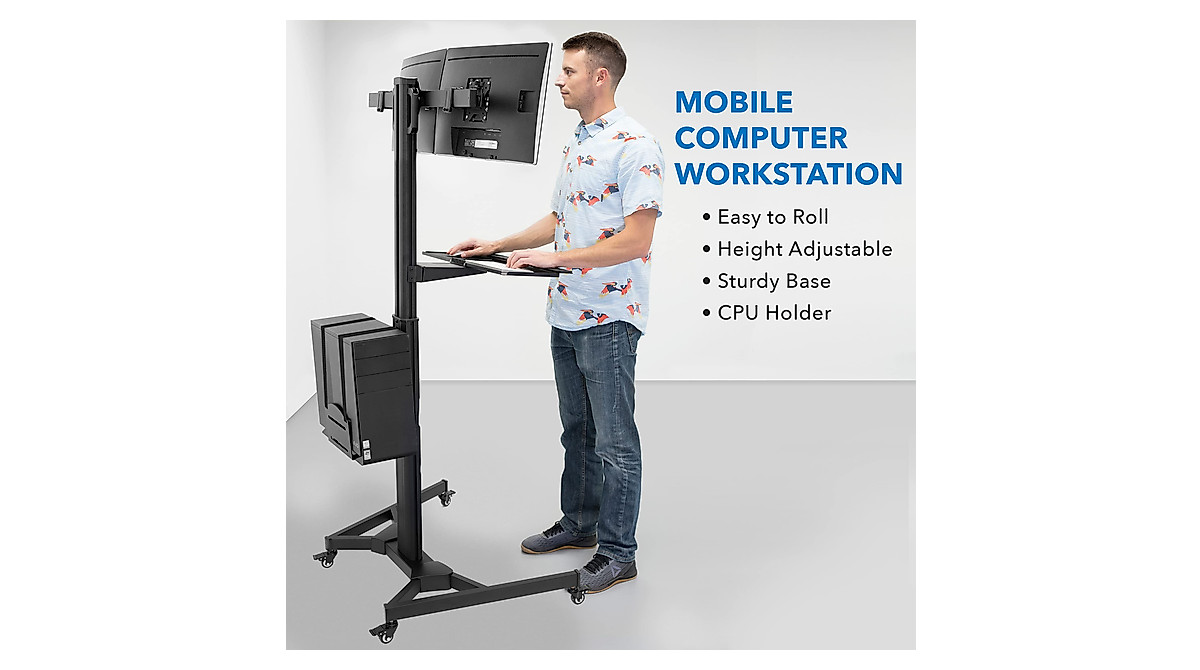 Mount-It! Mobile PC Workstation: Dual Monitor Rolling Cart
