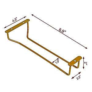Casaphoria Set of 2-10-Inch Long, Wine Glass Rack, Wire Hanging Rack, Wine Glass Hanging Rack, Wire Wine Glass Hanger Rack, Stemware Rack, Under Cabinet, Brass Finish