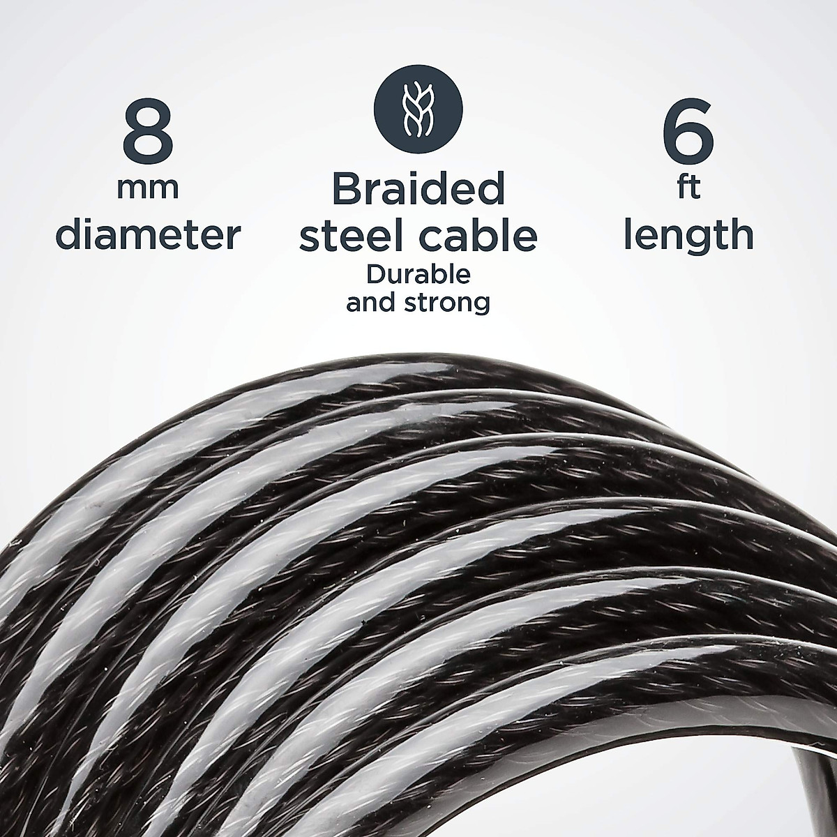 Schwinn Bike Key Lock in Braided Steel Cable, 2 Keys Included, 6 feet x 8mm Anti Theft Bicycle Lock, Security Level 1