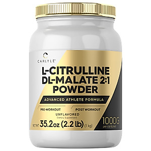 Carlyle L Citrulline Malate Powder | 3000mg | 2:1 | Unflavored | 1 Kg Container | Vegetarian, Non-GMO, Gluten Free