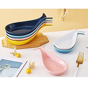 LIANMI Ceramic Spoon Rests for Kitchen Counter, Spoon Rest for Stove Top, Farmhouse Coffee Spoon Rest Utensil Rest Ladle Spoon Holder for Cooking Home Decor (Blue)