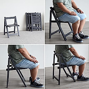 FUNROLUX Folding Dining Chair 2 Pack Grey Wooden Foldable Chairs Suitable for Event Party Garden Kitchen Table Chair 268LB Weight Capacity (Grey)