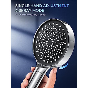 CRTBETLIF Modern 6-Setting Handheld Filtered Shower Head with 70-inch Hose, Chrome, Water Saving, Adjustable, Environmentally Friendly