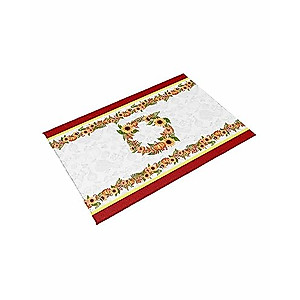 Fall Outdoor Patio Rugs Sunflower Pumpkin Maple Leaf Outdoor Area Rug Harvest Wreath Non-Slip Backyard/Camping RV Rug/Deck/Porch Rug Front Door Floor Mat Carpet,5x8ft,