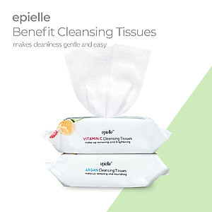 Epielle Gentle Skin Cleansing Wipes, 6 pack of 30 count each of Vitamin C, Cucumber, Aloe Vera, Collagen&Vitamin E, Green Tea, and Argan, Alcohol-Free, Hypoallergenic, Natural Extracts, Oily Skin.