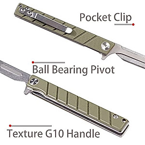 TENCHILON T35 Small Slim Folding Pocket Scalpel Knife, 6pcs #60 Replaceable Blades, Gentleman's Flipper Scalpel EDC Utility Knives with Pocket Clip (Army Green G10 Handle)