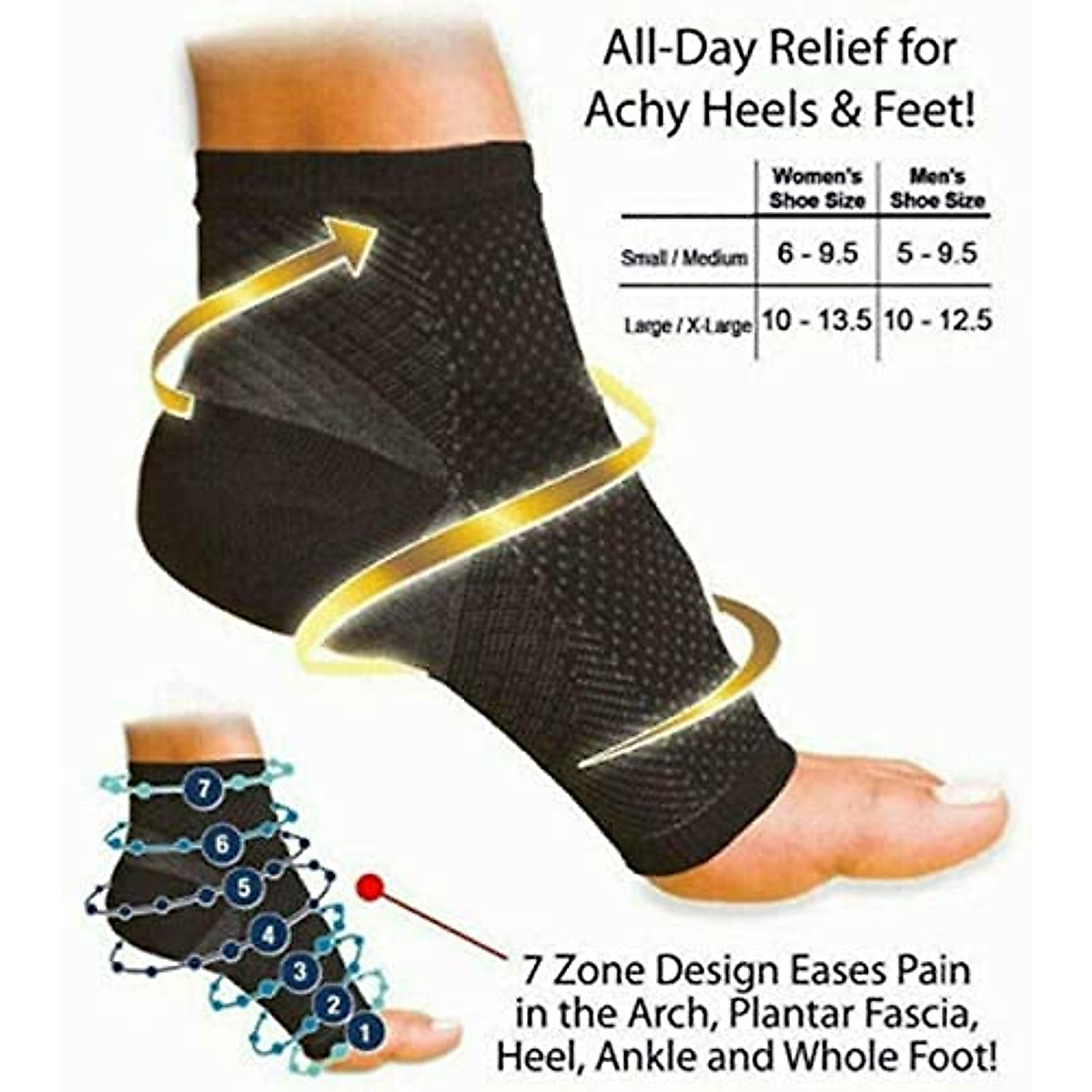 VEIRGAMO 6 Pairs Dr Sock Soothers Socks Anti Fatigue Compression Foot Sleeve Support Brace Sock For Men & Women, Foot Compression Sleeve For Pain (L/XL)