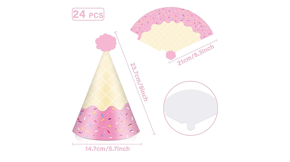 Colorful Ice Cream Cone Party Hats - Perfect for Birthdays & Events
