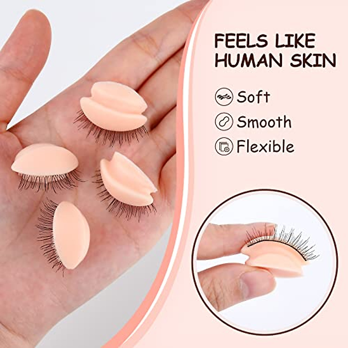 WSERE 9Pairs Removable Eyelids with Lashes, Replaced Eyelid Silicone Realistic Mannequin Eyelids, Mannequin Head Replacement Eyelids, Makeup Training Eyelashes Extensions Replaceable Practice Eyelid A