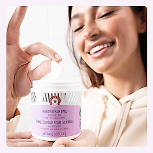 First Aid Beauty Ingrown Hair Pads with BHA + AHA – Ingrown Treatment Pads Exfoliate to Help Prevent Razor Bumps – For Underarm + Bikini Area – Compostable for Daily Use – 60 pads