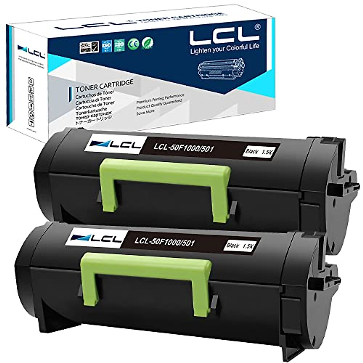 LCL Remanufactured Toner Cartridge Replacement for Lexmark 50F1000 50F000G 500G 501 MS310 MS310d MS310dn MS312DN MS312 (2-Pack Black)